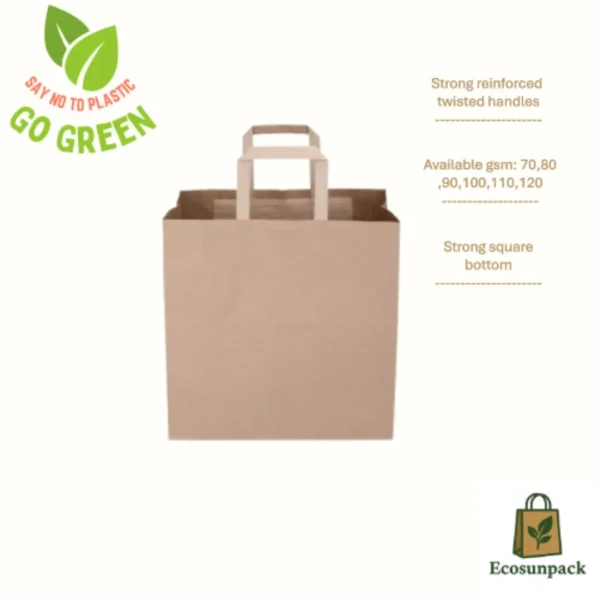 Flat Handle Kraft Plain Shop Bags – Kağıt Çanta Modelleri – Kraft Kağıt ...
